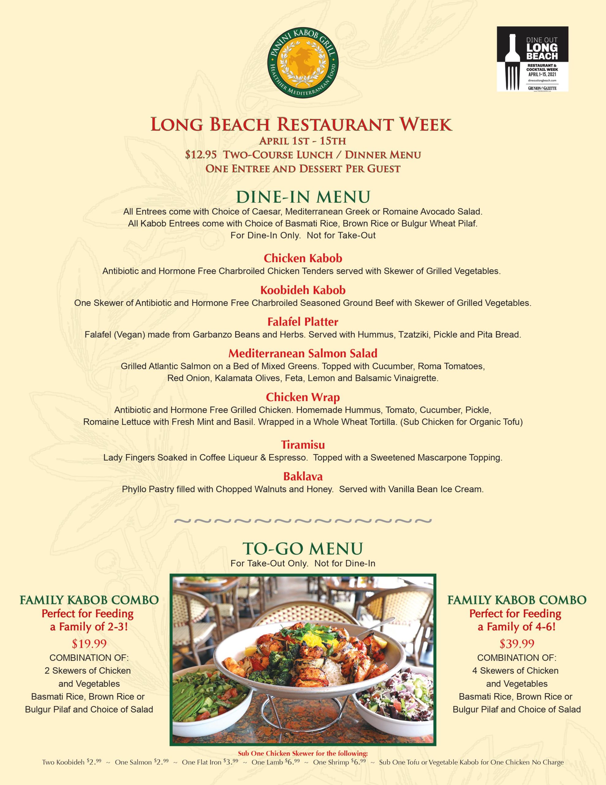Dine Out Long Beach, Restaurant Week 2021 - Panini Kabob Grill - Panini ...